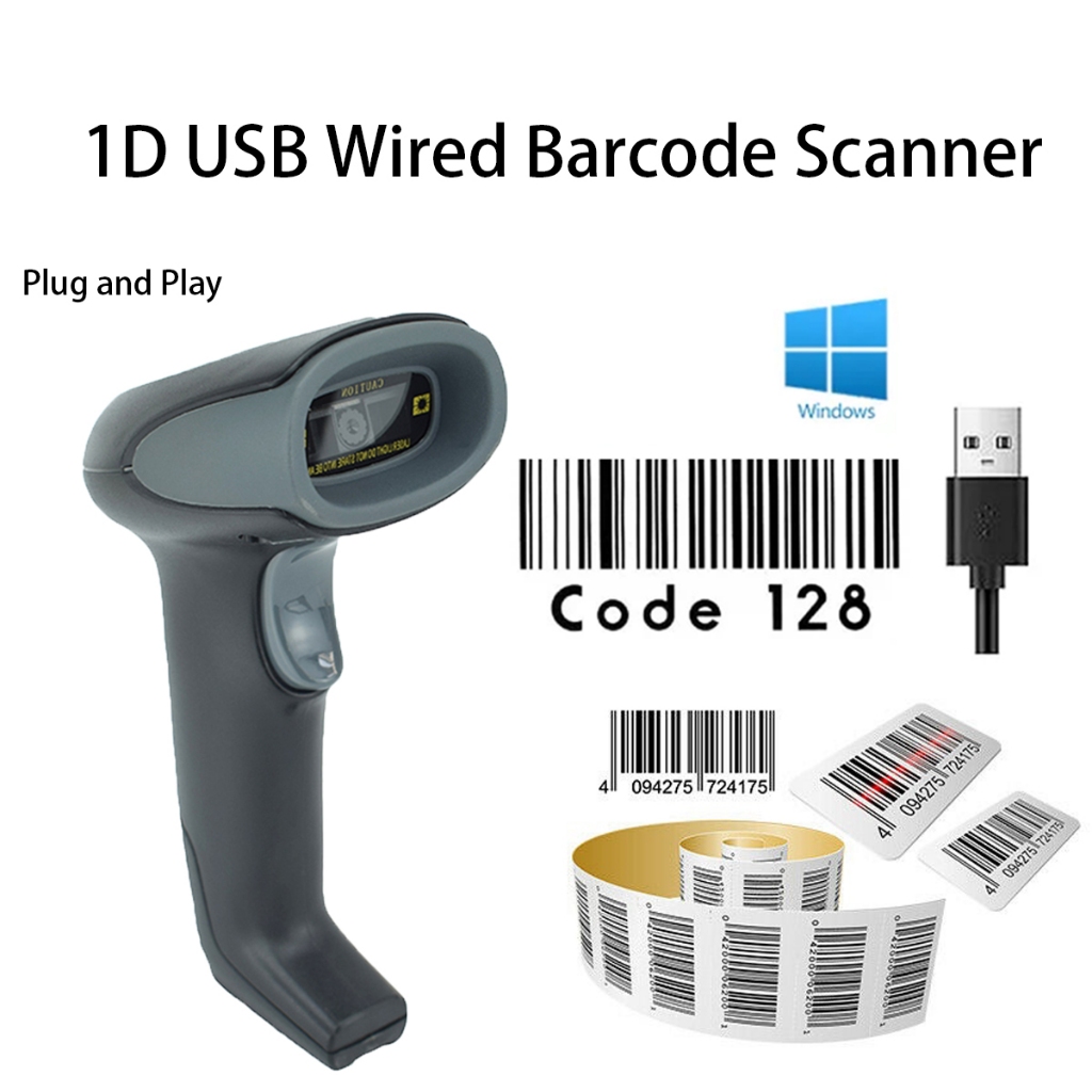 Competitive Price and Portable Handheld 1D USB Wired Barcode Scanner ...