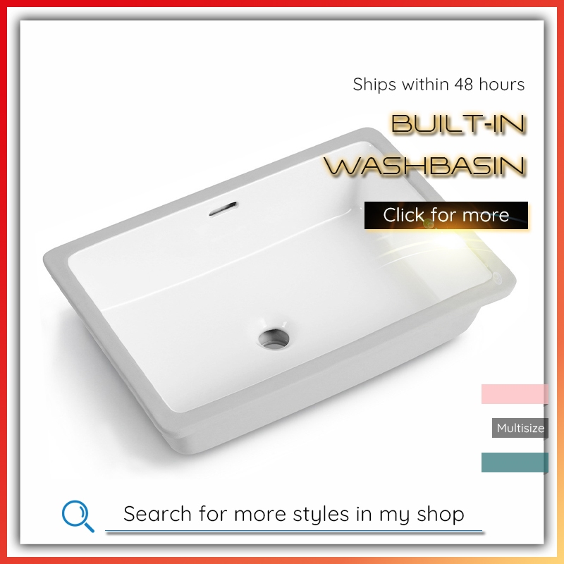 Ceramic Drop-in Sink Wash Basin Square Embedded Oval Balcony Washbasin ...