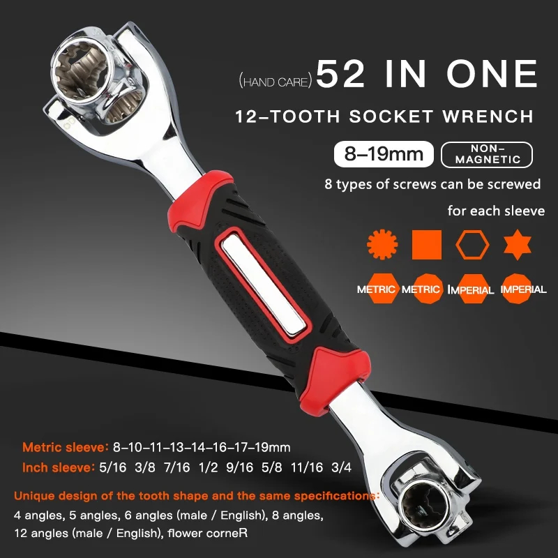 52 in 1 Tools Socket Works Universal Ratchet Spline Bolts Sleeve ...