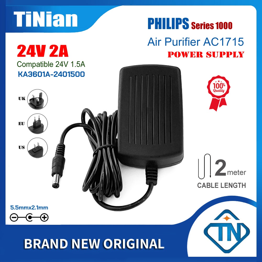 24V 2A 1.5A AC/DC Adapter for Philips Series 1000 Air Purifier AC1715 ...