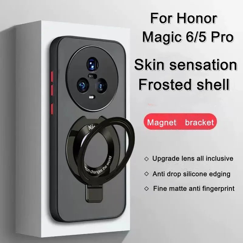 Frosted Magnet Metal Stand Case For Honor Magic 7 6 5 4 Pro 200 100 90 90lite x9b x9a X9C 70 Pro ...