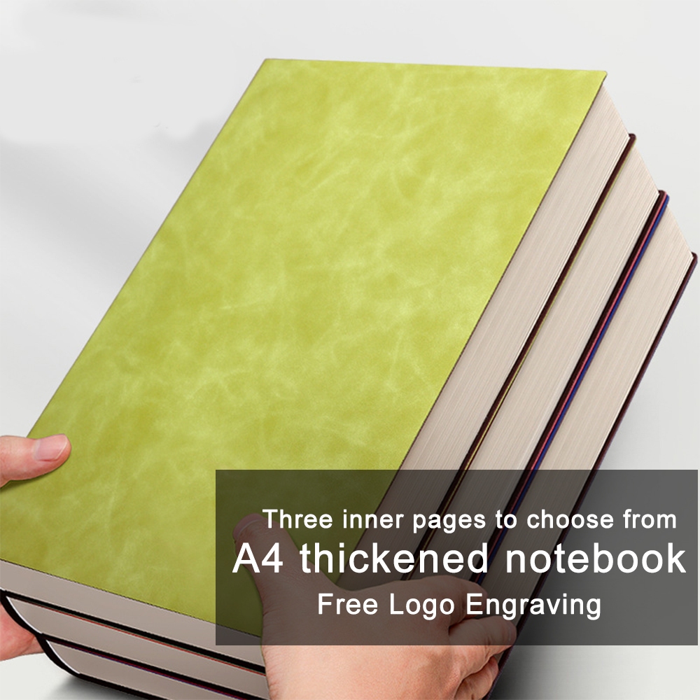 (Free logo engraving) A4 thick soft leather notebook, lined/blank ...