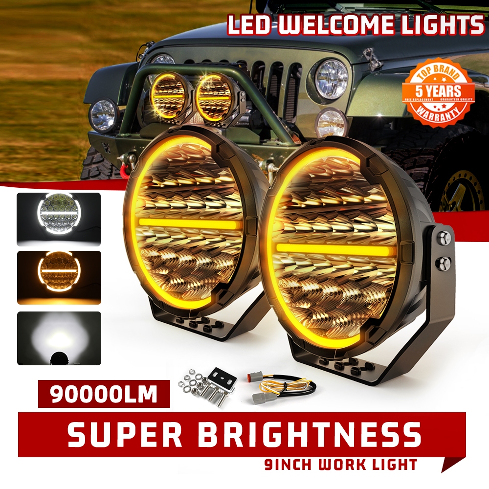 BraveWay 200W 9Inch Led Spotlight Round 4WD 4x4 Car Truck Trailer Lorry ...