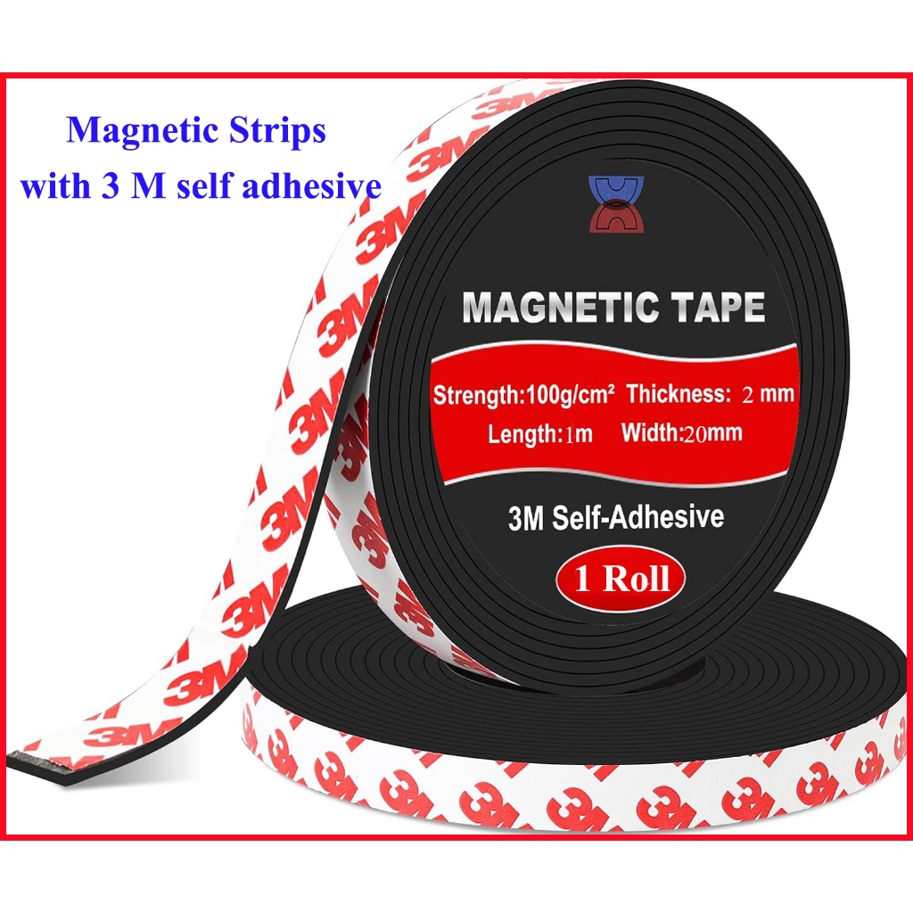 Magnetic Tape, Flexible Magnet Tape Strips Roll with Strong 3M Adhesive ...