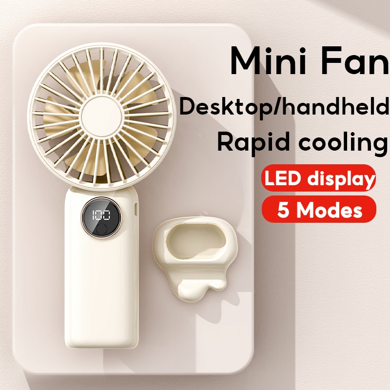 5 Modes mini fan Handheld Fan Mini Portable Charging Small Fan Digital ...