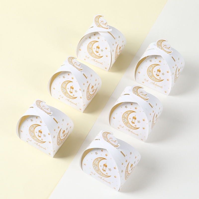 12pcs White Gold Ramadhan Goodies Box Eid Ramadan Candy Box Mubarak ...