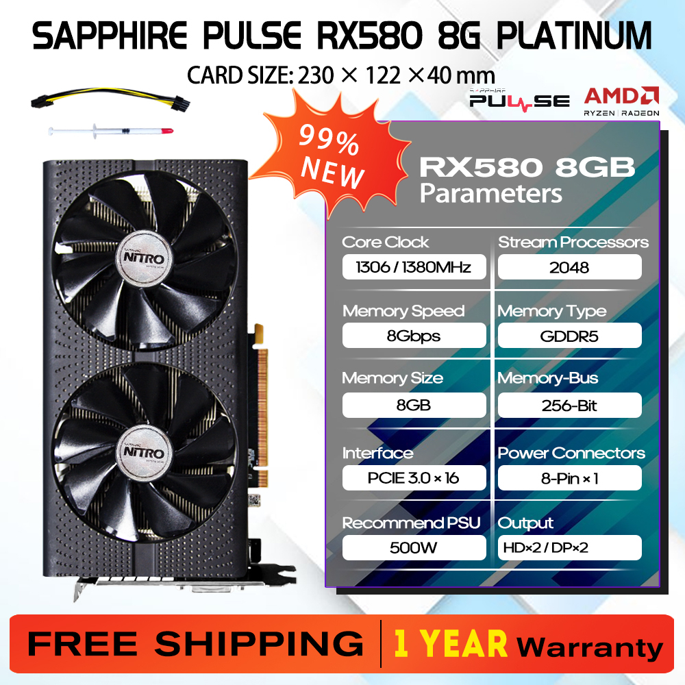 Used Sapphire Nitro Pulse RX580 RX590 XFX RX 5809 2048sp 8GB GDDR5 ...