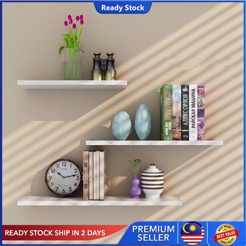 1 Pcs Floating Wall Shelf 40/60/80/100cm Rak Dinding Gantung Hiasan ...