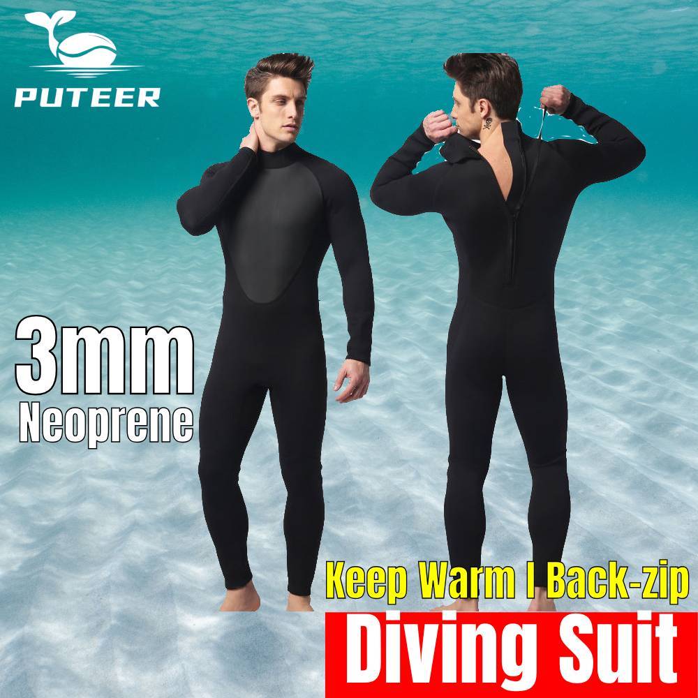 Puteer 3mm Diving Suit for Men Full Body Wetsuit 3mm Diving Wetsuit for ...