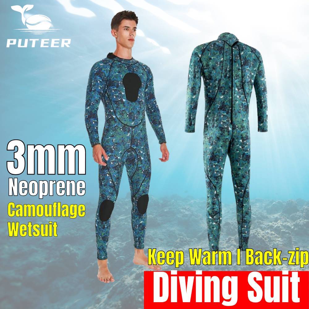 Puteer Diving Suit 3mm Camouflage Wetsuit Spearfishing Scuba Diving ...