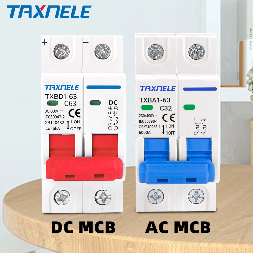TAXNELE 2P AC DC 1000V MCB PV Solar Mini Circuit Breaker Battery Switch ...