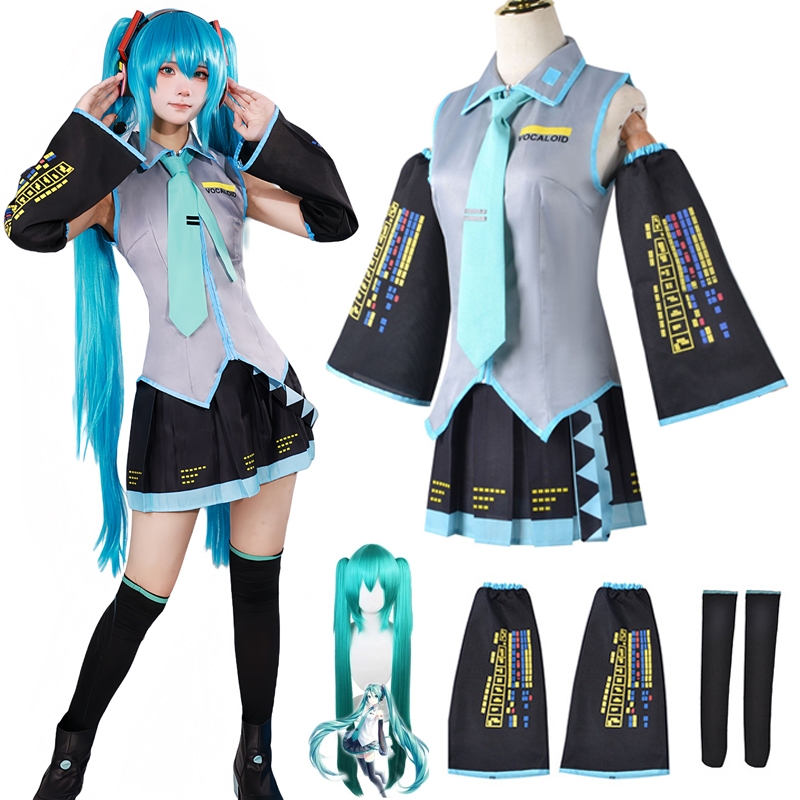 Anime Vocaloid Miku Cosplay Costume Wig Dress Kawaii Miku Cosplay ...