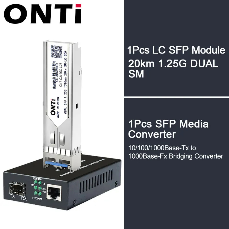 ONTi Gigabit Fiber Optical Media Converter 1000Mbps Media Fiber ...