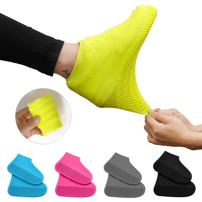 1 Pair Reusable Silicone Shoes Protectors Waterproof Shoe Cover Slip ...