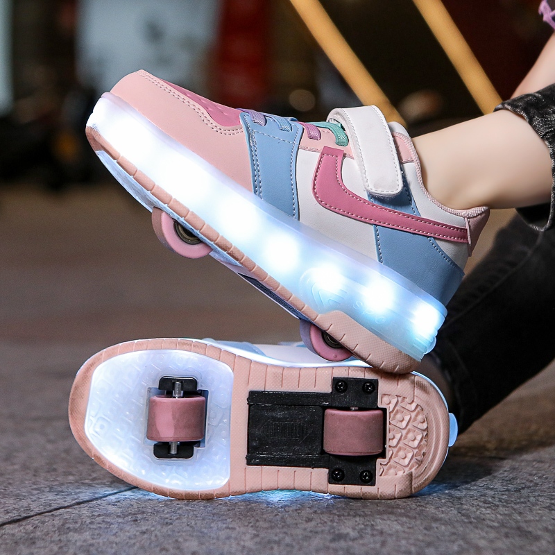 Flame double-wheeled Heelys children's skates size 28-40 rechargeable ...