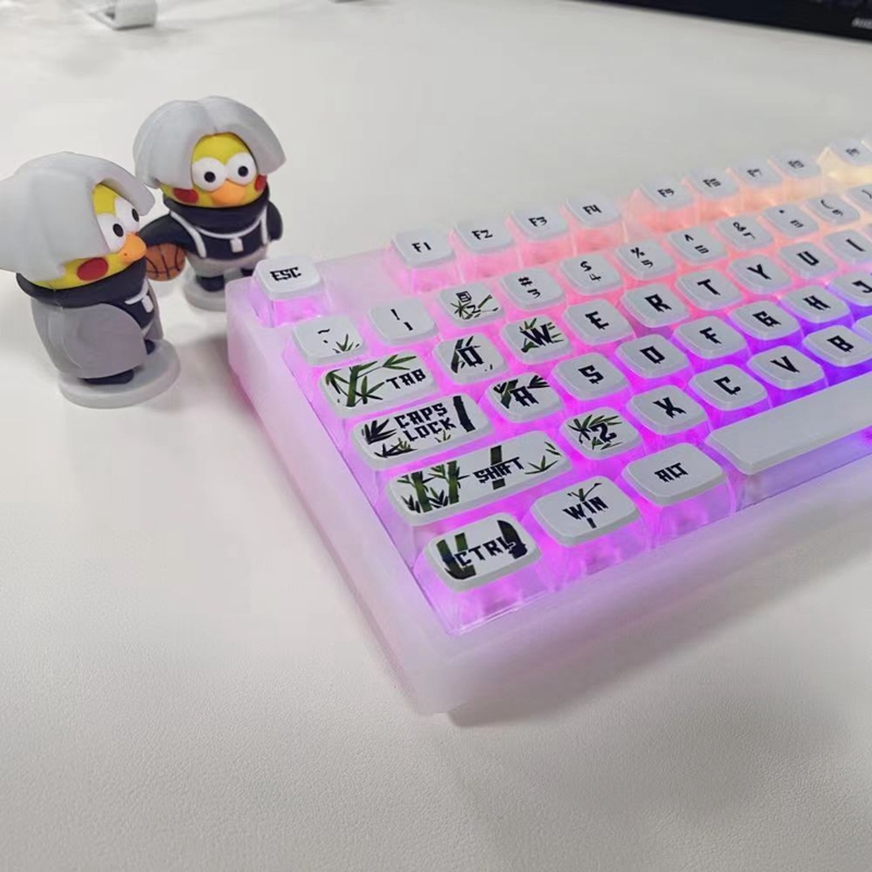 【Keycap Only】Pudding Four Side Transparent Keycap Green Characters 132 ...