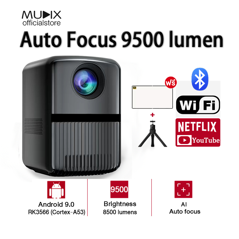 MUDIX 9500 lumens ultra hd with wifi 1080P projector mini portable for ...
