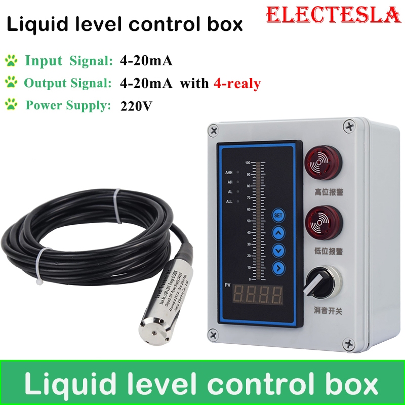 Water Liquid Level Sensor Transmitter with Display Controller Box 0-5m ...