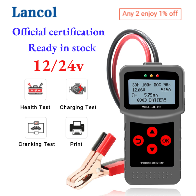 Original Lancol Micro-200Pro JIS 12 24V Car Moto Battery Tester CCA ...
