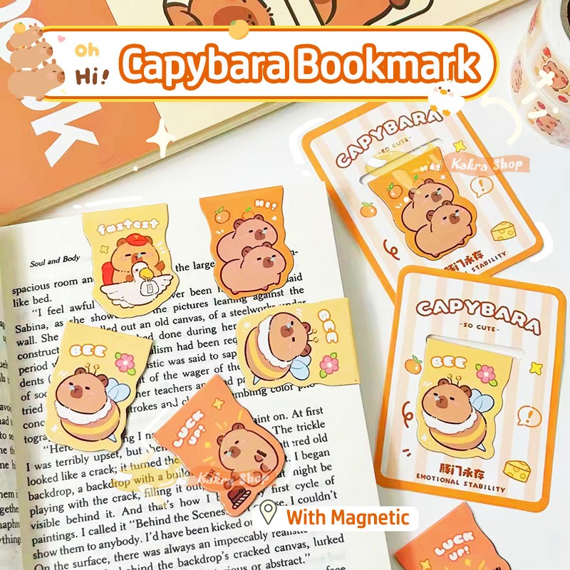 2024 Capybara Magnetic Bookmark Cute Magnet Half-fold Notebook Folder ...