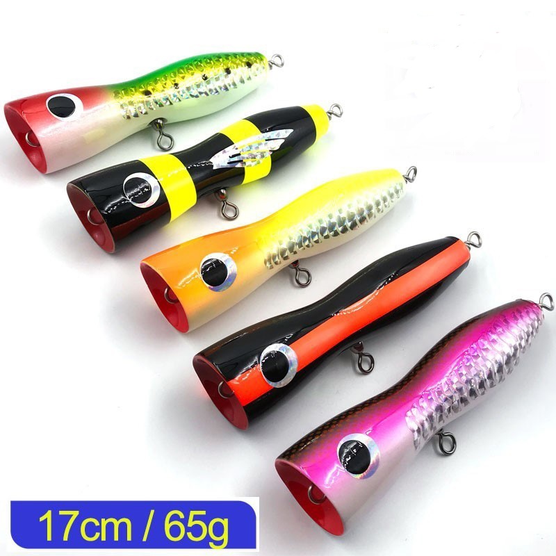 TEASER【WD104】1PC ±65g ±17cm Sea Wood Bait Fishing Tuna Popper Lure ...