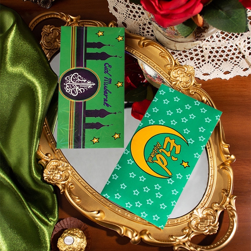 6pcs Hari Raya Green Envelope Lesser Bairam Lucky Money Bag Eid Mubarak ...