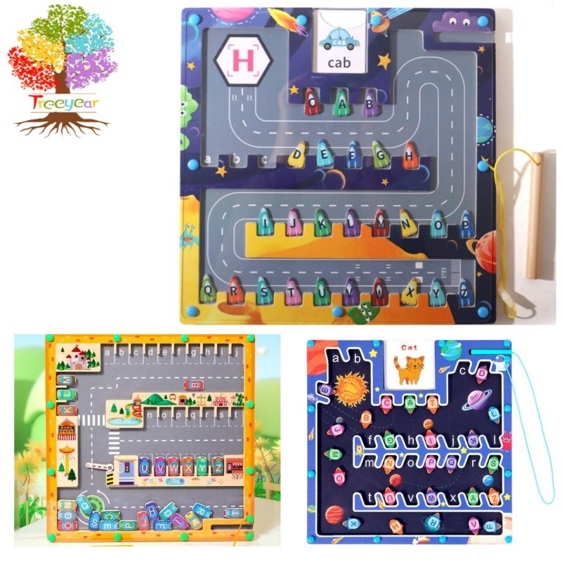 Magnetic Alphabet Maze Letter Puzzle, Montessori Fine Motor Skills Toys ...