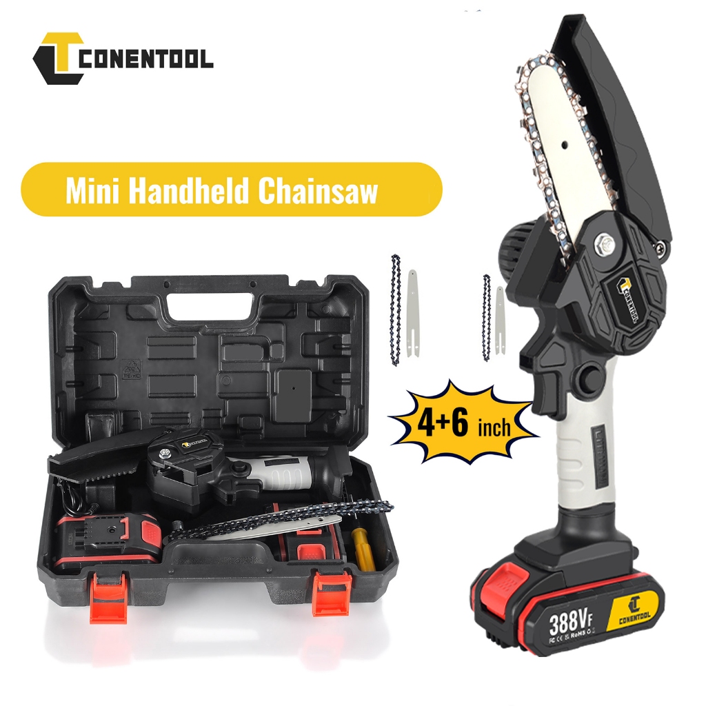 CONENTOOL 388VF Cordless Chainsaw 6/4 inch IN ONE Electric Single Hand ...