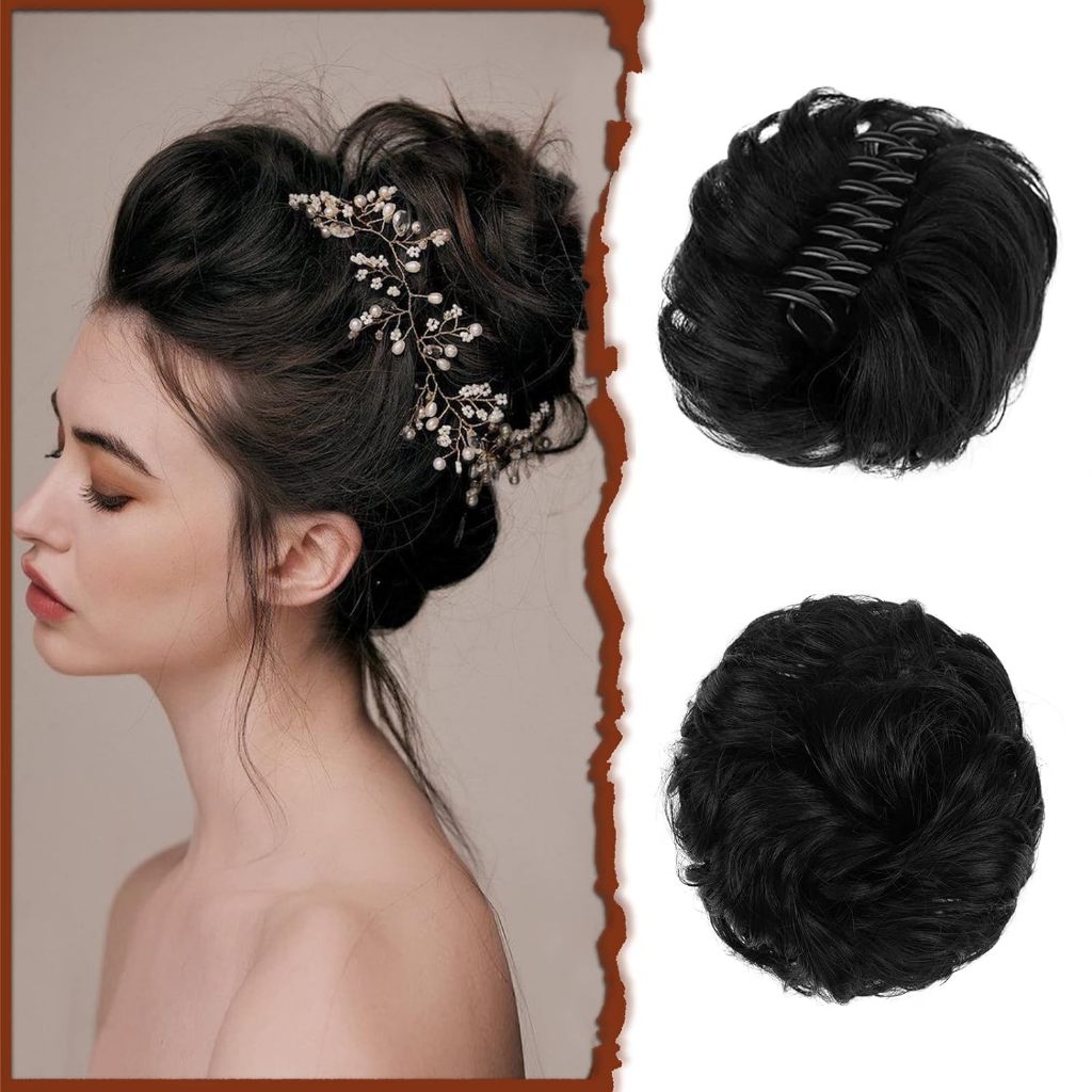 Claw Clip Messy Bun Hair Piece Curly Chignon Hair Bun Extensions Wavy ...