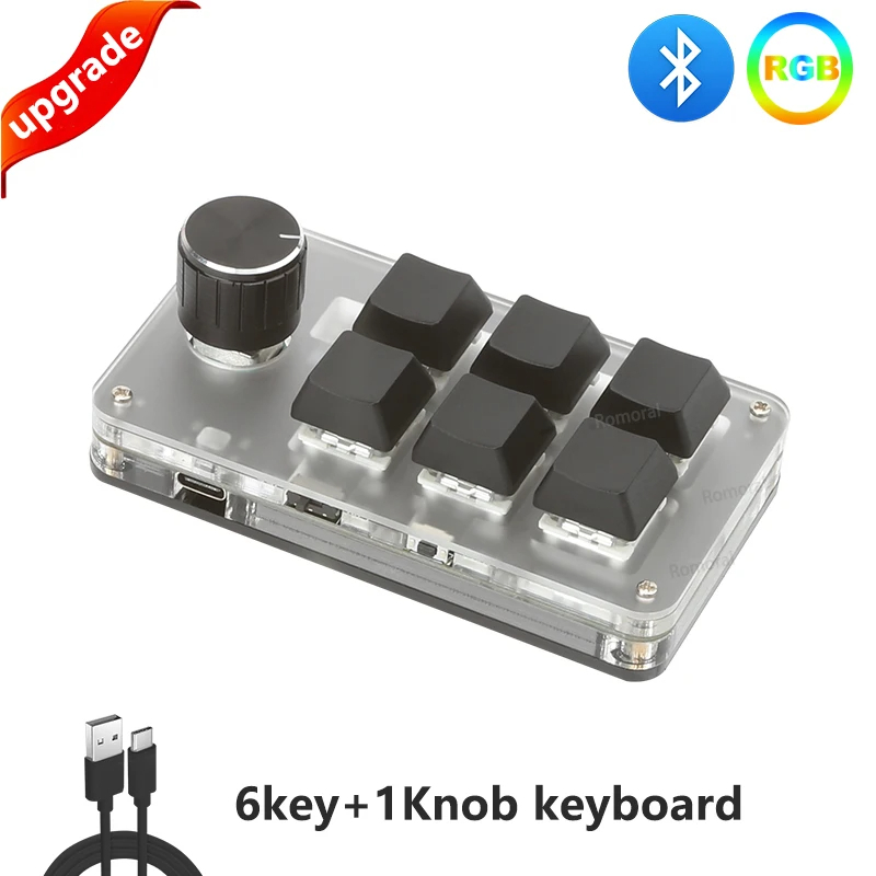 ⭐⭐⭐Mini Knob Keyboard Custom Programmable Bluetooth RGB 15/12/6 Key Keypad Hotswap Macropad for ...