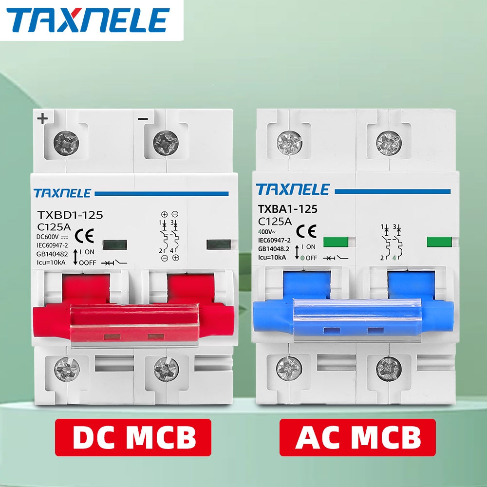 TAXNELE 2P DC 600V Solar Mini Circuit Breaker Battery Switch 125A 100A ...