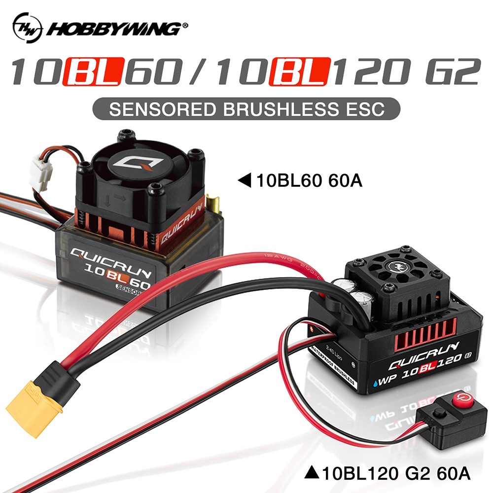 Hobbywing QUICRUN Sensored ESC 10BL120 /10BL60 120A/60A 2-3S Lipo ...
