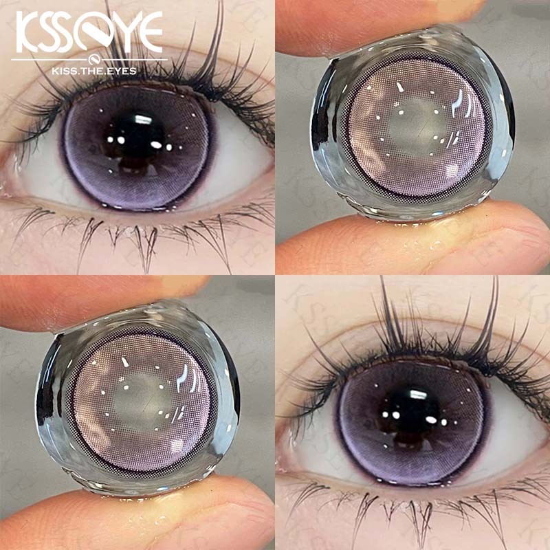 【COD&grade lens】KSSEYE 2PCS Color Contact Lens with Grade Purple Blue 1 ...