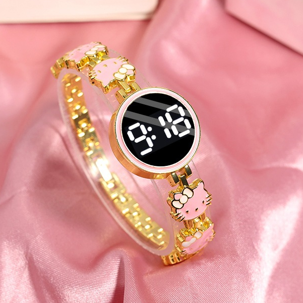 Ladies Creative KT Cat Electronic Watch Thin Strap Chain LED Touch ...