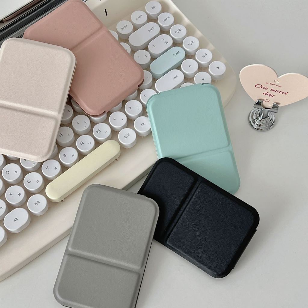 Ohaya | B172 ins Desktop Makeup Mirror Solid Color pu Leather Simple ...