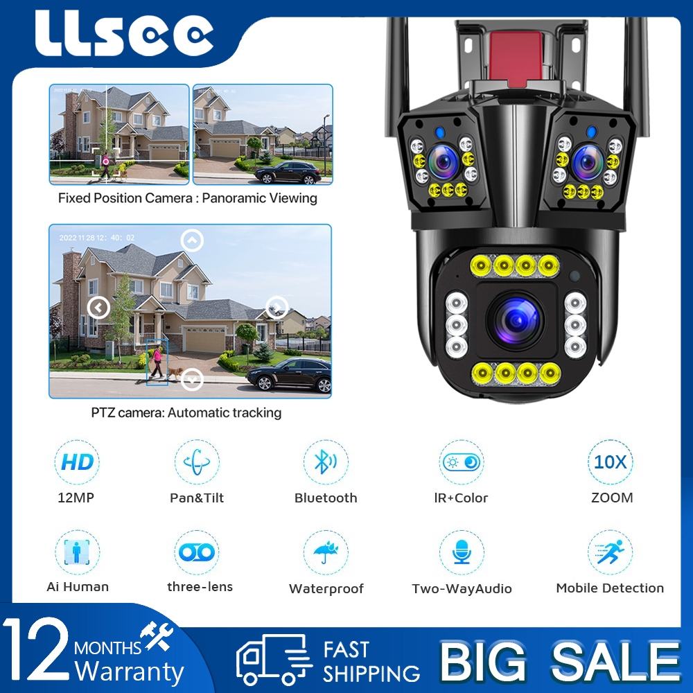 LLSEE 10X Zoom Night Vision Waterproof 8MP 4K Triple Lens Wireless Wi ...