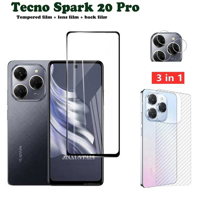 3-in-1 Tecno Spark 20 Pro Tempered Glass Tecno Spark 20C Screen ...