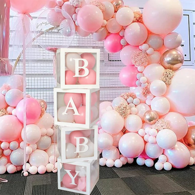 25*25CM Baby Shower Balloon Box Custom Alphabet Name Transparent Letter ...