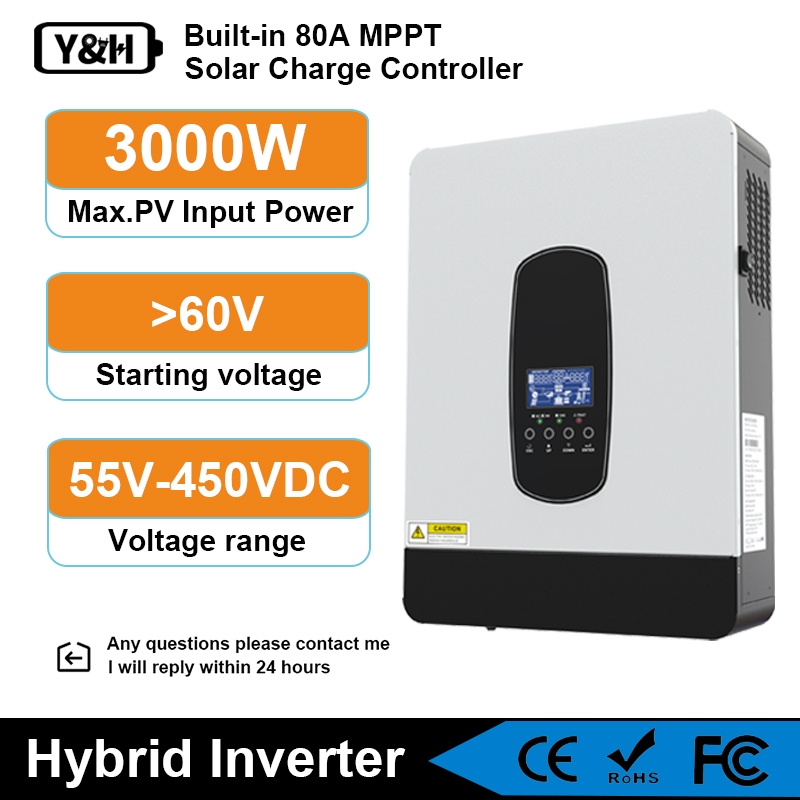 Y&H 3200W Solar Hybrid Inverter DC24V to AC230V, Off-Grid Pure Sine ...