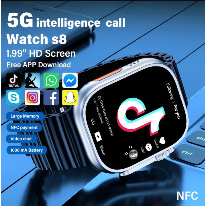 【Play Tiktok】S9 Ultra 4G Card Edition Call Smart Watch Google App NFC ...