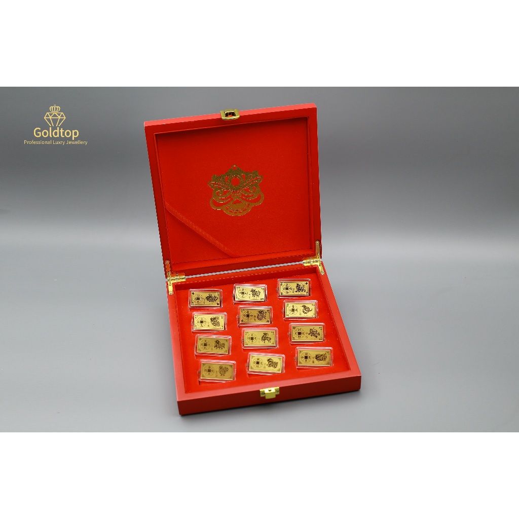 【Goldtop】12 pieces set of Zodiac (1.2g) 999/24K pure gold bars-promoted ...