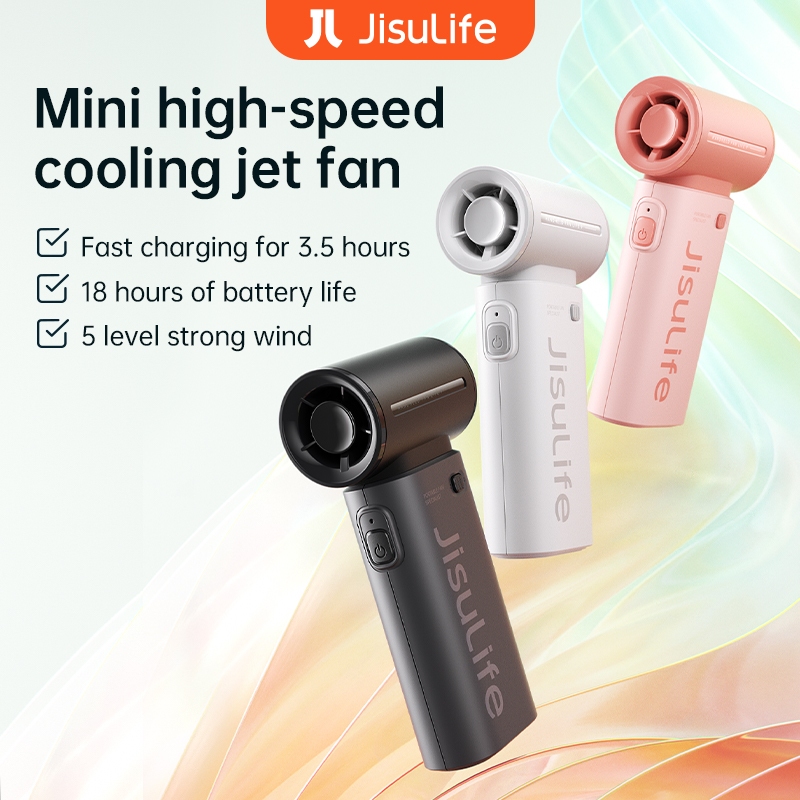 JISULIFE Portable Mini Fan, 5000mAh ,5 speeds, strong wind, Ourdoors ...