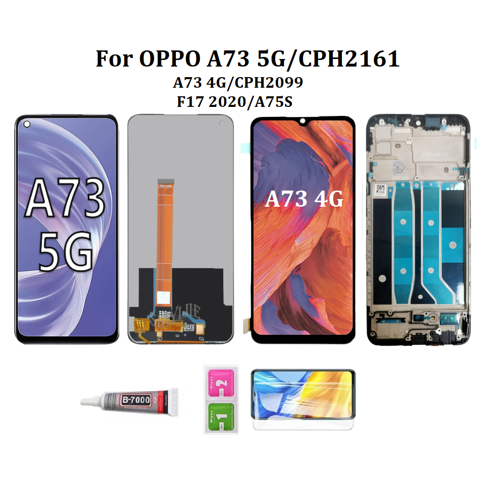OLED With Frame For OPPO A73 4G/CPH2099 A73 5G/CPH2161 A75S F17 2020 LCD Display With Touch ...