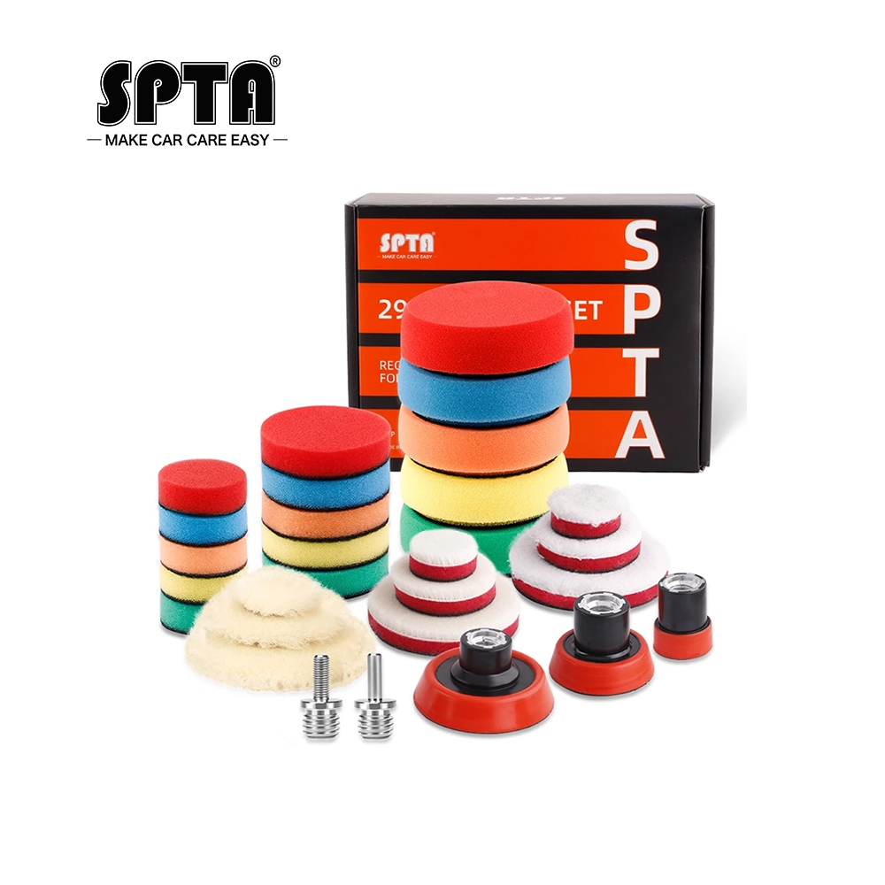 SPTA Mini Buffing Polishing Kit Wool Pad Waxing Sponge Set (29 Pcs x 1 ...