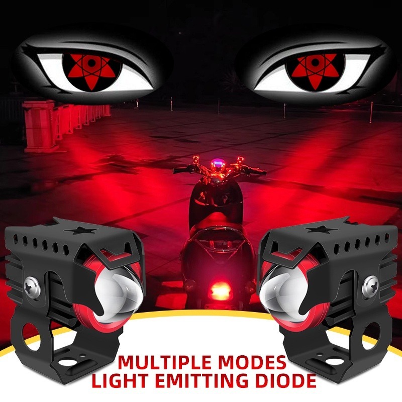 Red DRL Led Motorcycle Headlight White/Yellow Working Fog Light With flashing function For ...