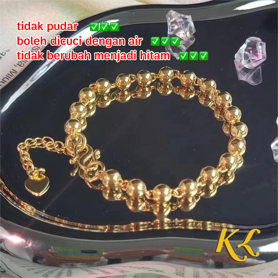Gelang manik, permukaan berkilat 6mm, tiada pudar, hypoallergenic ...