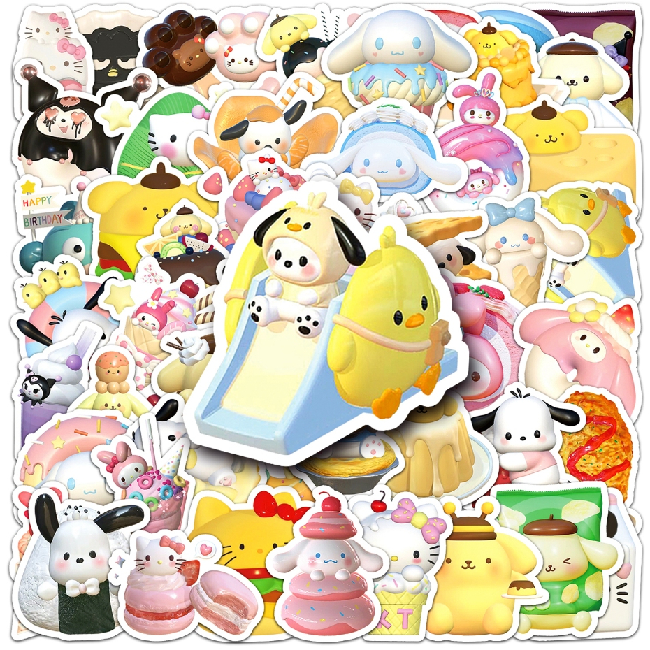 50Piece Funny 3D Sanrio Food Waterproof Stickers DIY For Phones Laptop ...