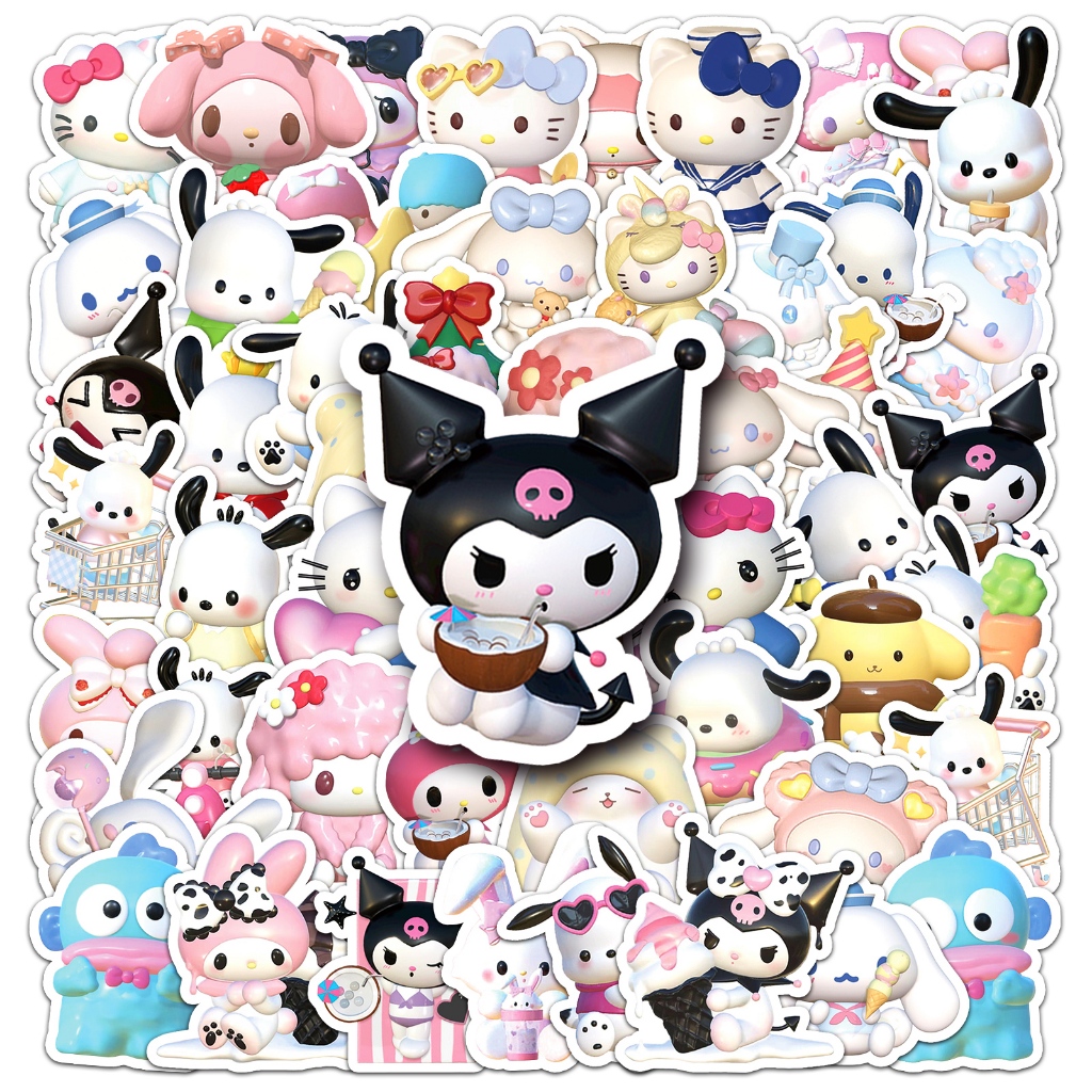 50Piece Funny 3D Sanrio Waterproof Stickers Cute DIY For Phones Laptop ...