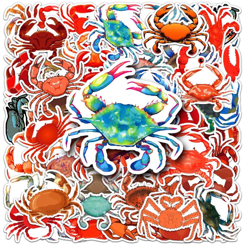 50Piece Cartoon Crab Stickers Waterproof DIY For Phones Laptop ...