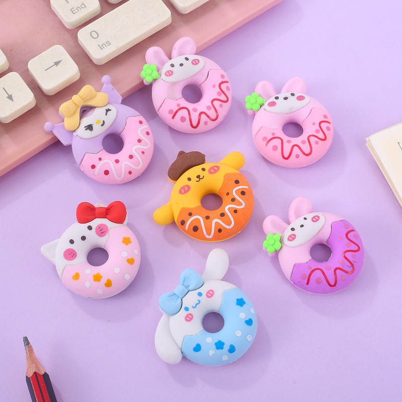 Cute Sanrio Doughnut Eraser Cuttable Student Rubber Erase Tools ...